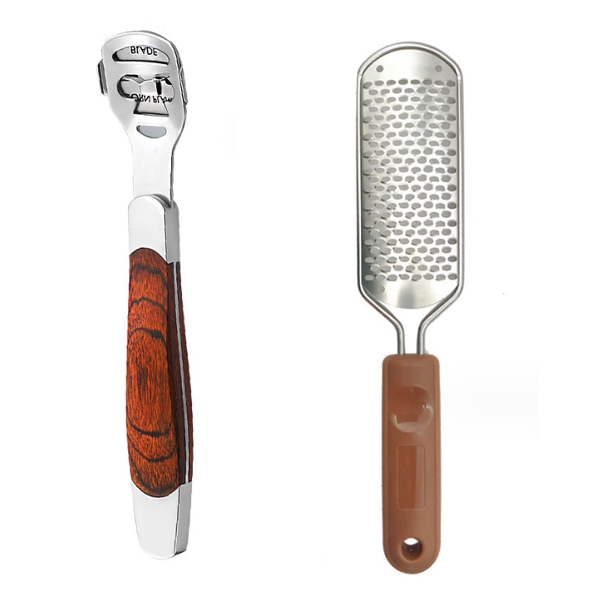 Foot Rasp & Wood Handle Callus Shaver (10 Replacement), Pedicure Foot ...
