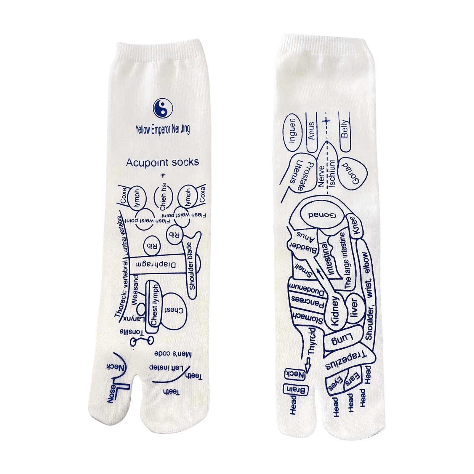 Foot Reflexology Massage Socks with Acupressure Point Chart and Natural ...