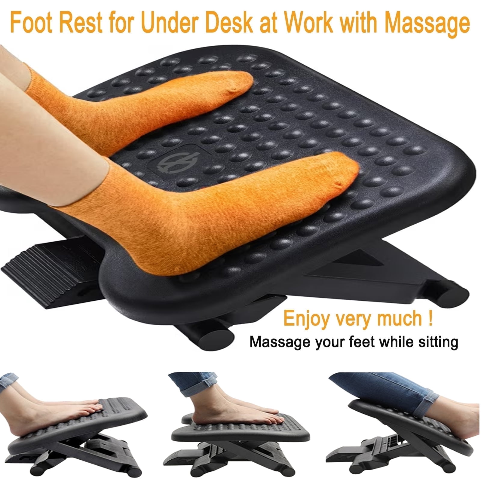 RMHBCSSC ABS Plastic Ergonomic Footrests with Massage, Black, 1 Count ...