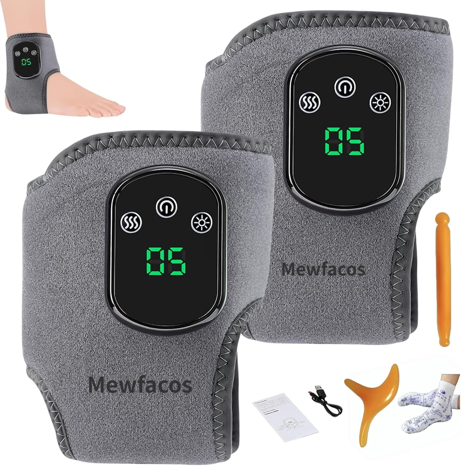 Foot Revive Massager, 3-in-1 Cordless Heated Ankle Wrap with 3 ...