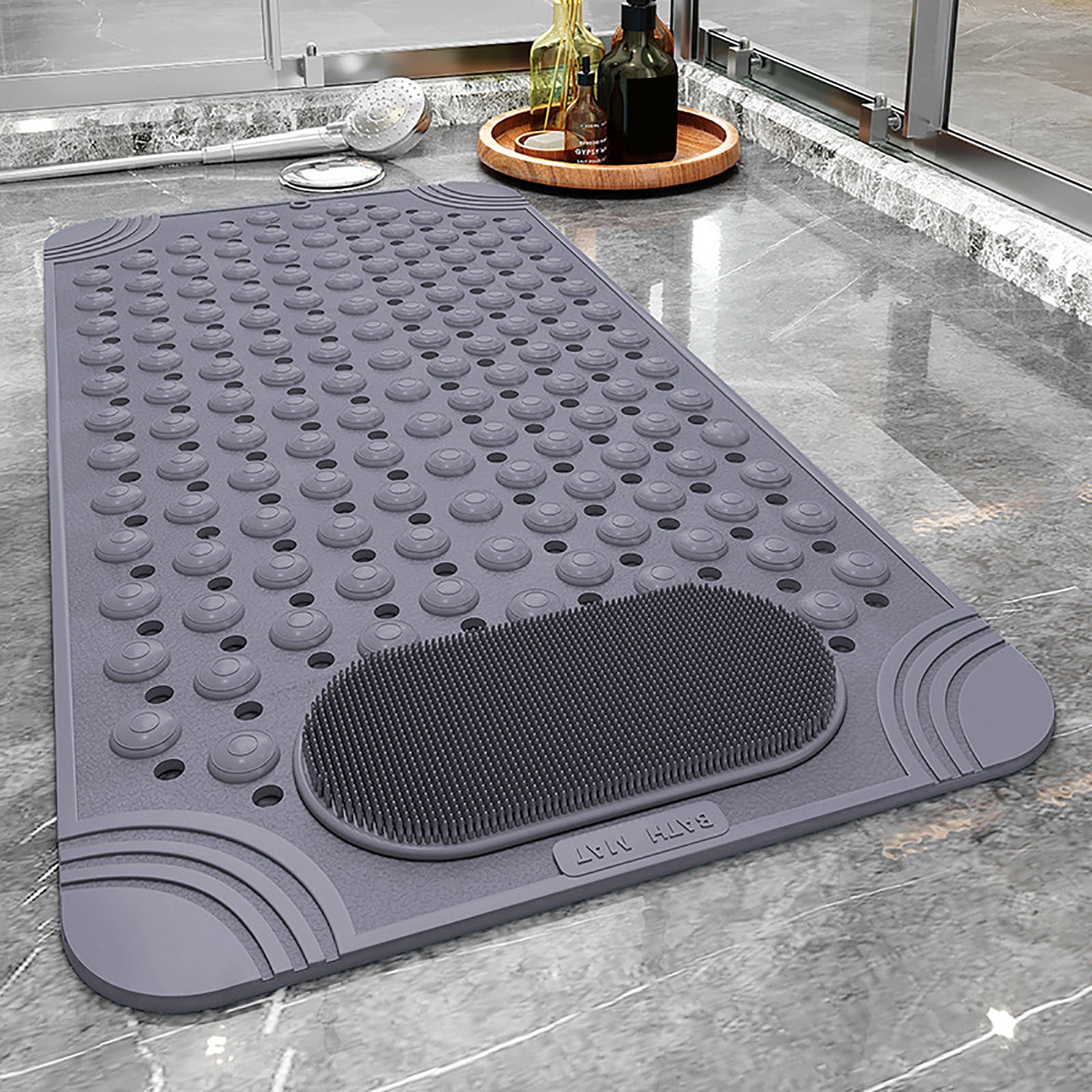 Foot Scrubber Shower Mat With Pumice Feet Scrub Stone Bathtub Mat With ...