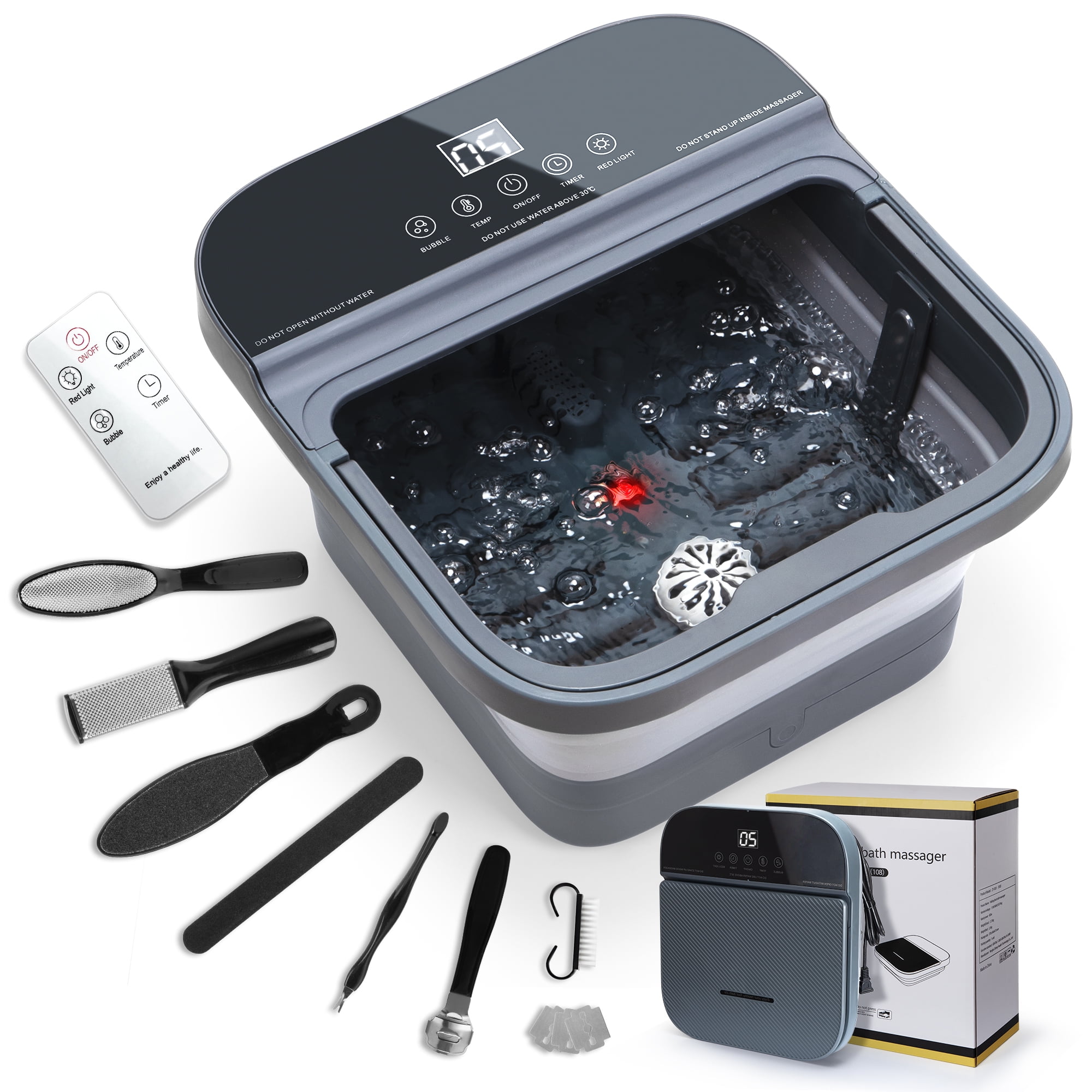 Foot Spa Bath with Heat, Suerbeaty Foot Massage Roller, Bubble ...