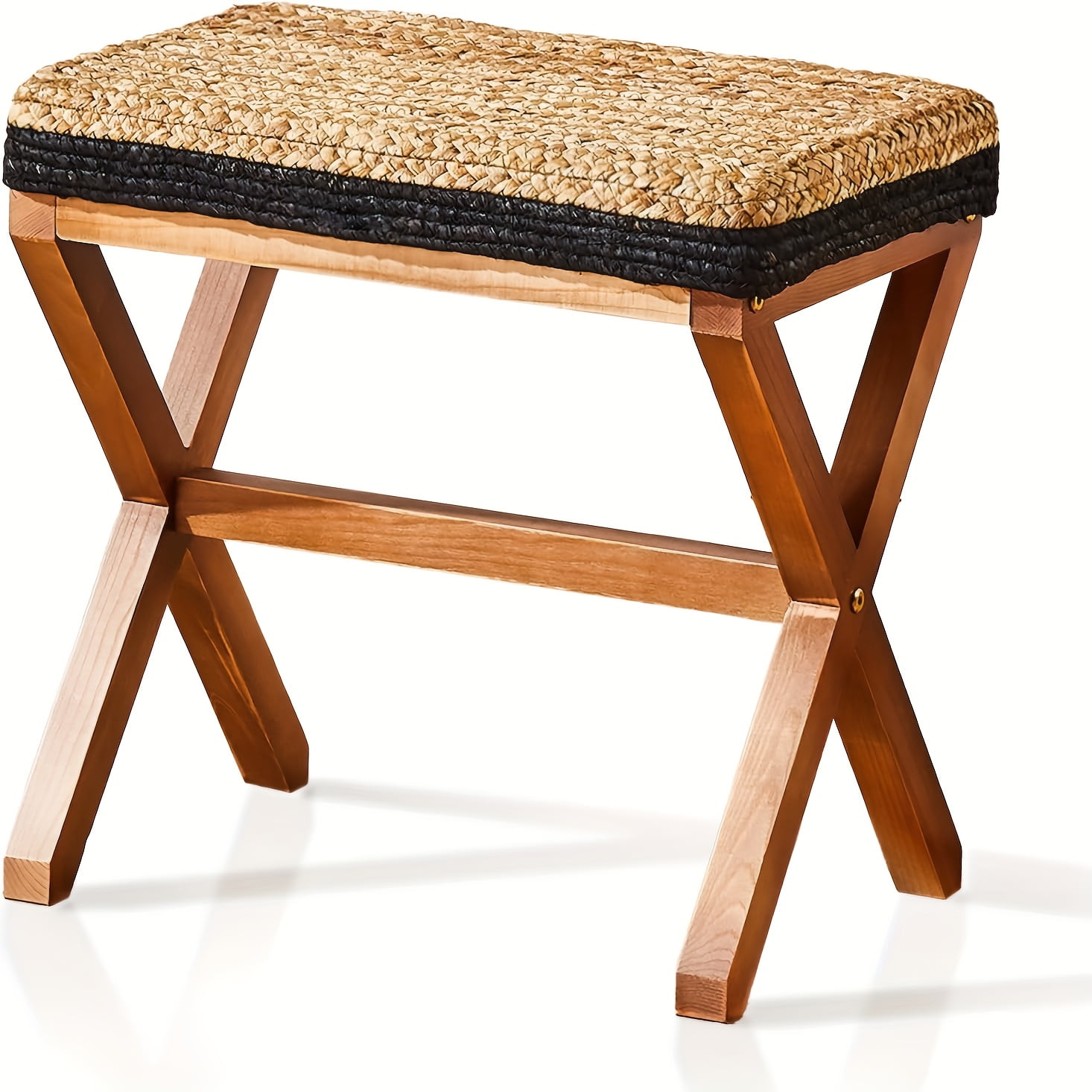 Foot Stool Natural Seagrass Hand Weave Poufs Square Ottoman Modern ...