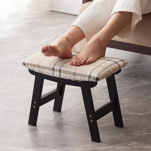 Foot Stool,Ottoman,Bamboo Small Sofa Foot Rest Under Desk,Extra Seating ...
