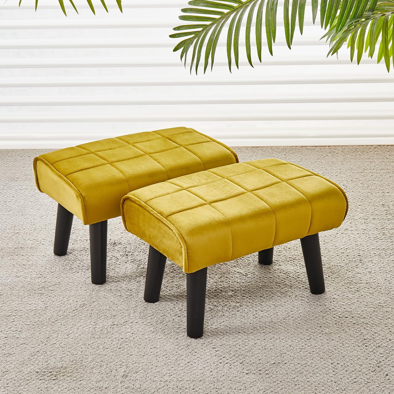 Foot Stool Ottoman Modern Accent Step Stool Seat with Solid Wood Legs ...