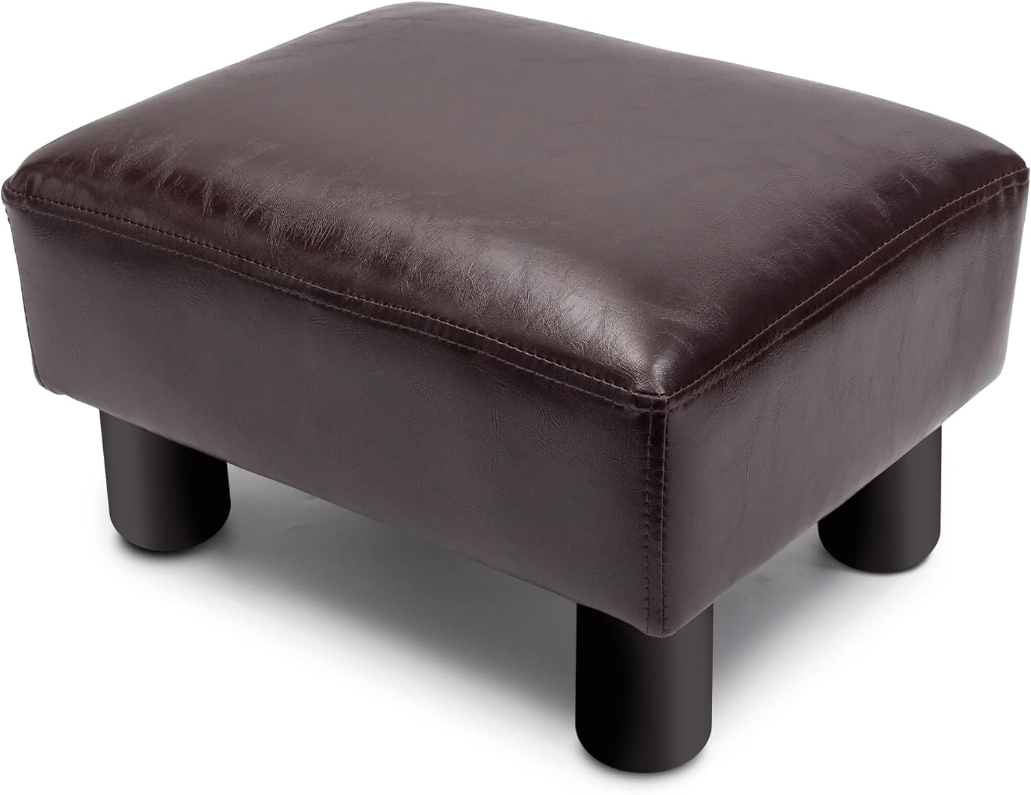 Foot Stool Ottoman, PU Leather Footstool with 4 Non-Slip Plastic Legs ...