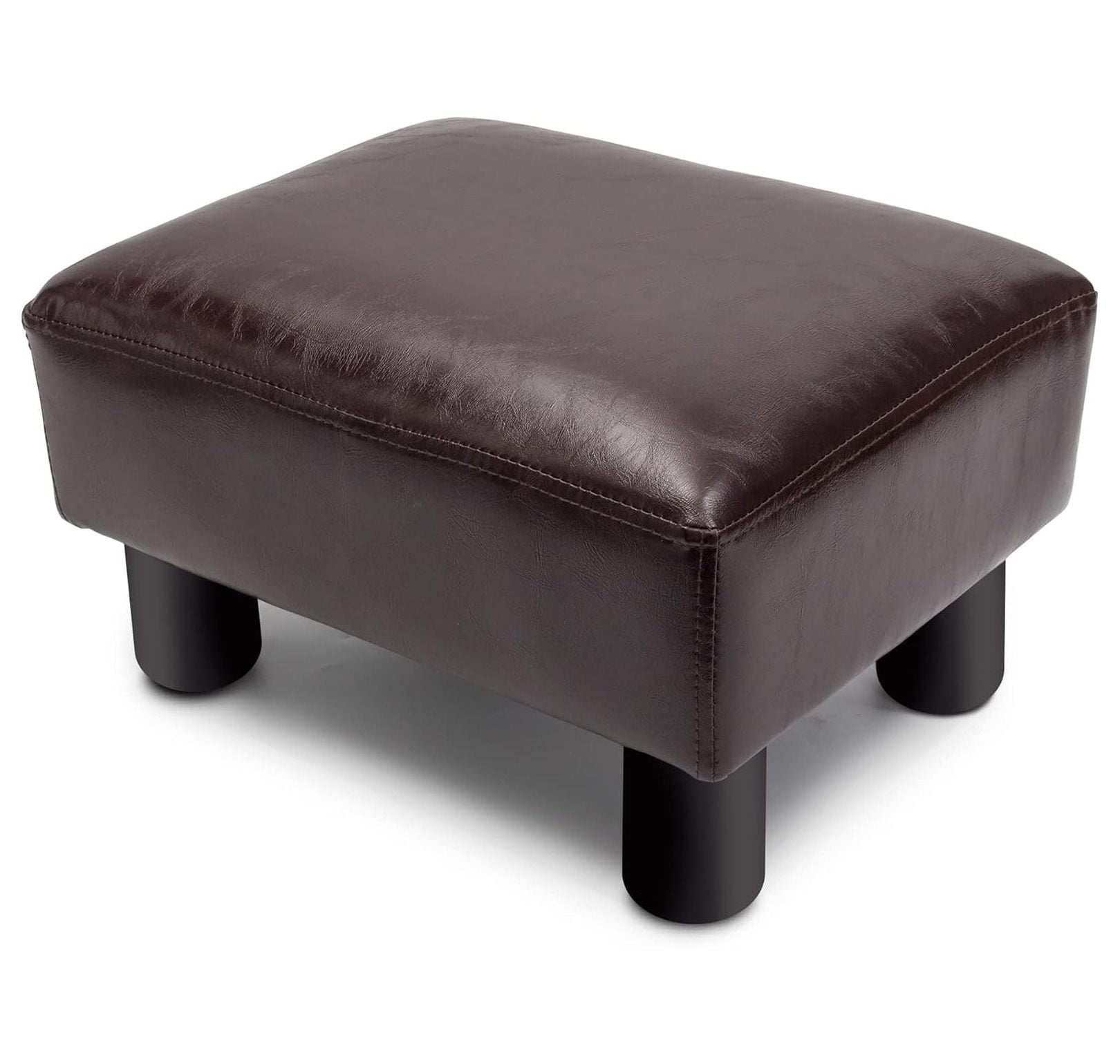 Foot Stool Ottoman, PU Leather Footstool with 4 Non-Slip Plastic Legs ...
