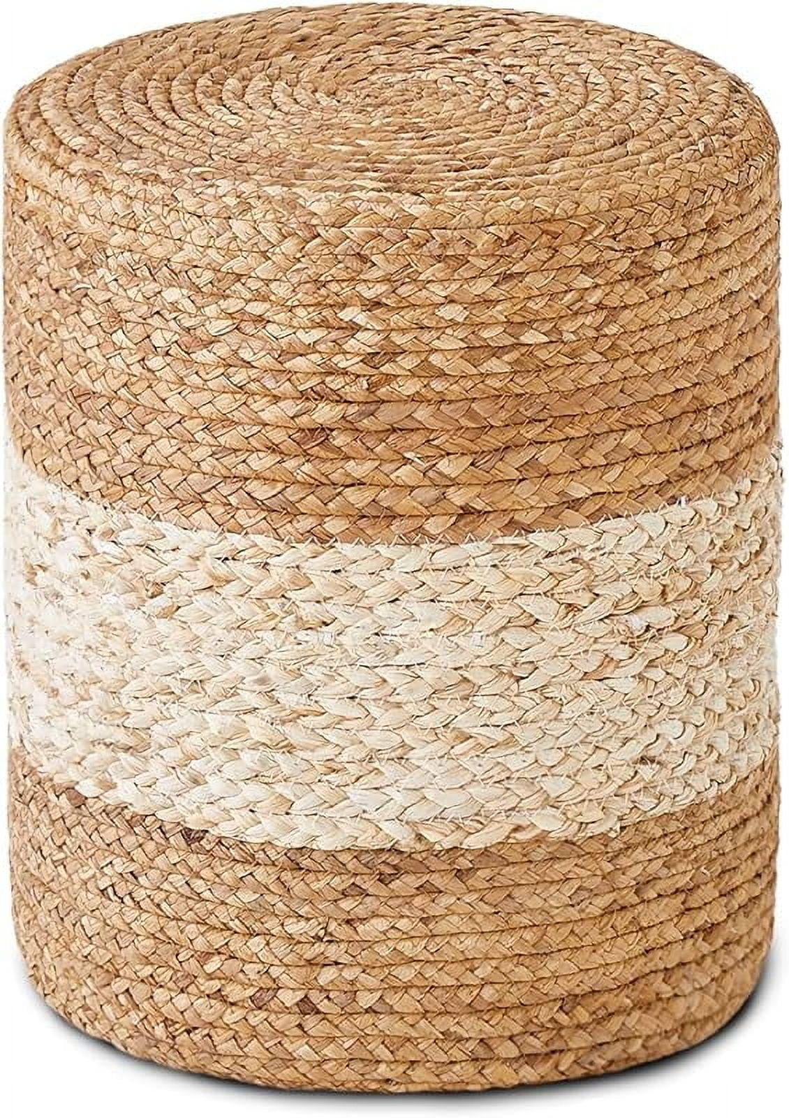 Foot Stool Ottoman Round Natural Seagrass Footrest Stool Hand-Woven ...