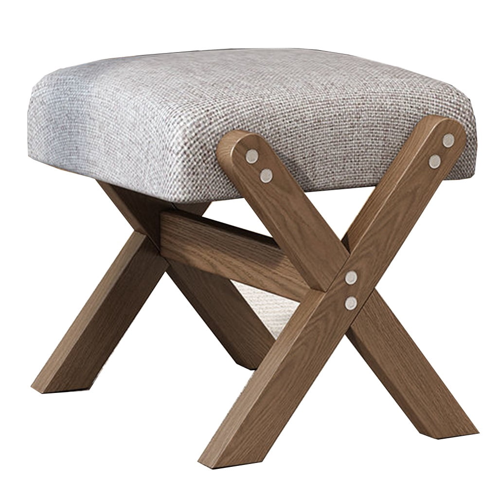 Foot Stool Ottoman Wood, Footrest For Couch With Non-Slip Wood Legs ...
