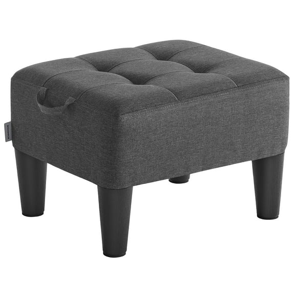 Demi Bonn 15" Round Ottoman Stool with Storage, Linen Upholstered Foot ...