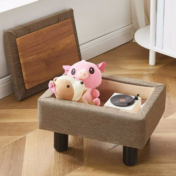 Foot Stool Ottomans Linen Footrest Storage Ottoman Step Stool Seat with ...