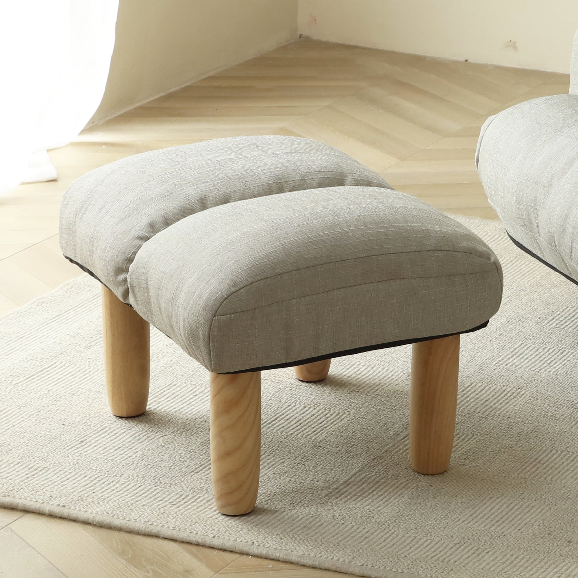 Foot Stool, Small Footrest Ottoman, Linen Fabric Home Bedroom Stool ...