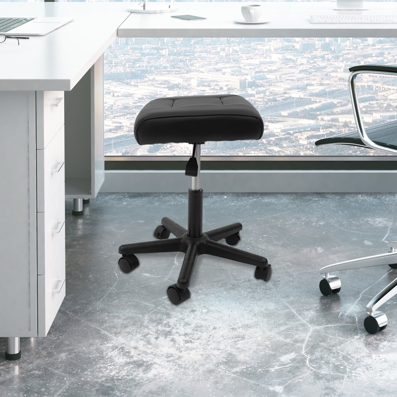 Foot Stool with Wheels, Height Adjustable Footstool, Office Footrest ...