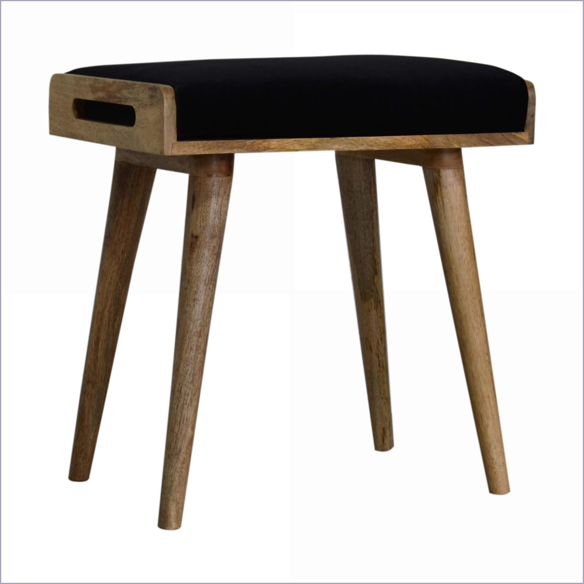 Foot Stools: Contemporary Tray Style Black Velvet for Living Room ...