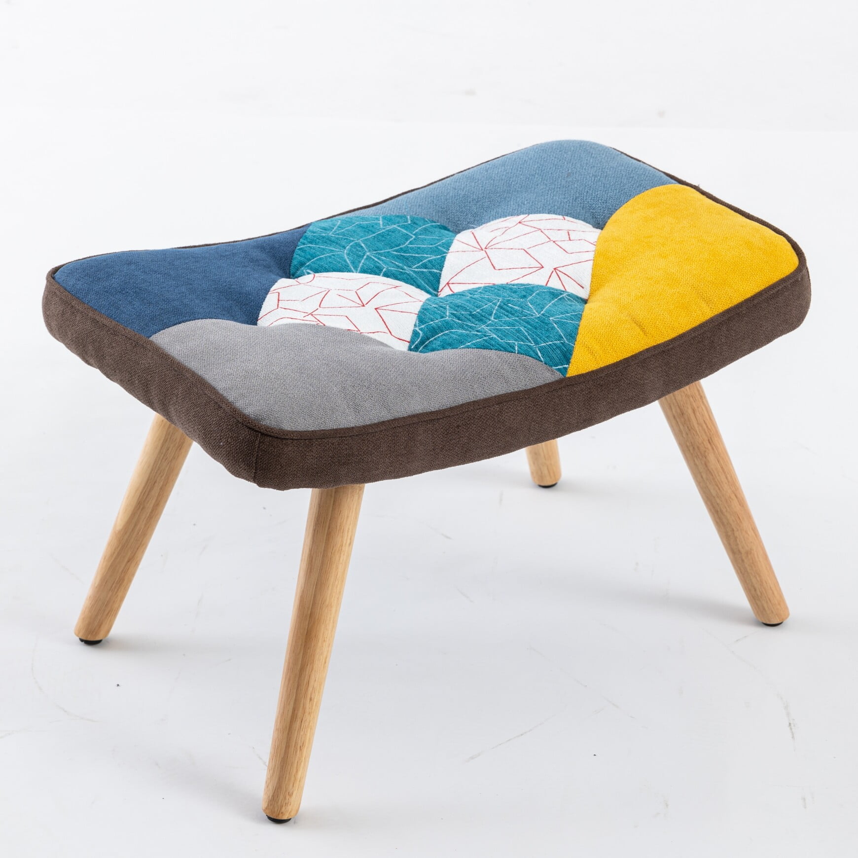 Foot Stools Ottoman Small, Patchwork Upholstered Foot Rest for Couch ...