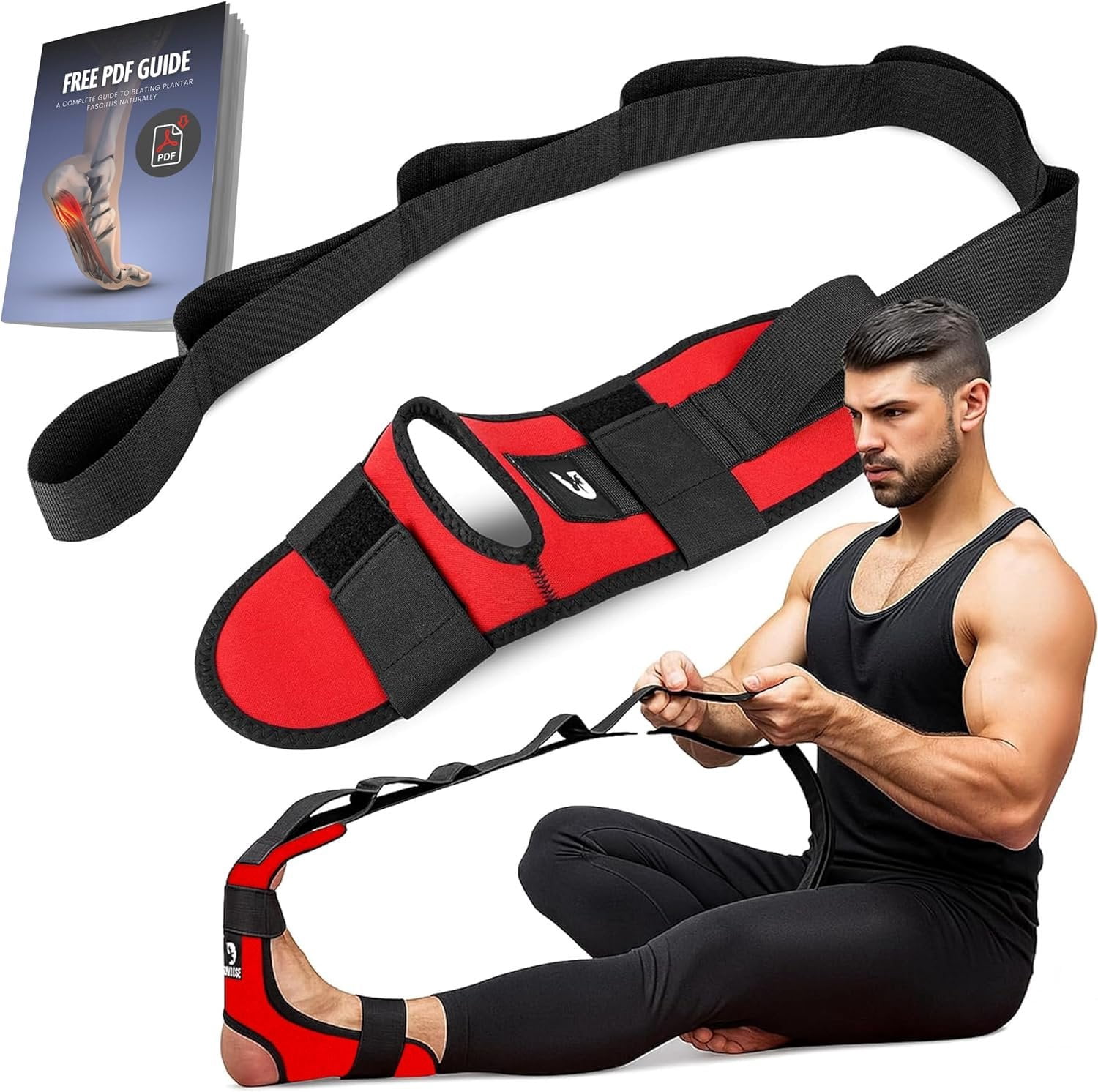 Foot & Stretcher with Adjustable Padded Stretching Strap for Plantar ...