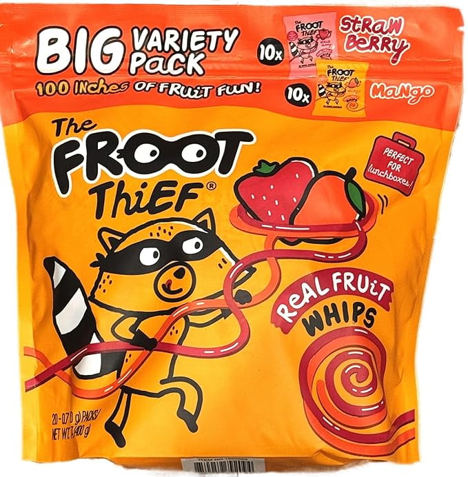 Foot Thief Real Fruit Whips Vegan Big Variety Pack Gluten Free 10 Bags ...