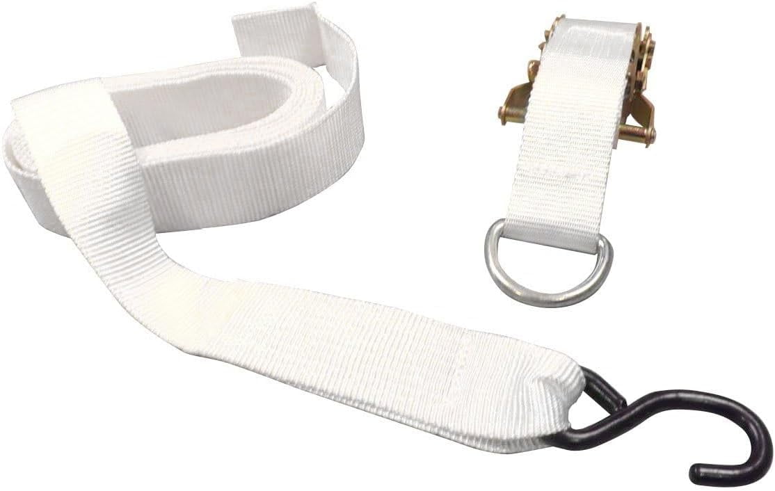 Foot White Ratchet Strap with S-Hook | Polyester Tie Down | 1.5" Inch ...