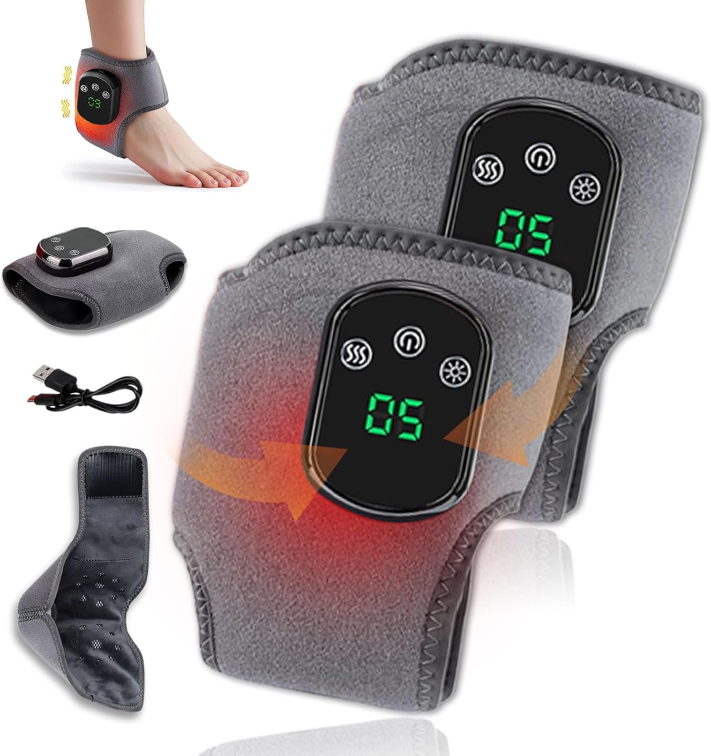 Foot renew triple method massager, Vibration Heated Feet Wrap with 3 ...
