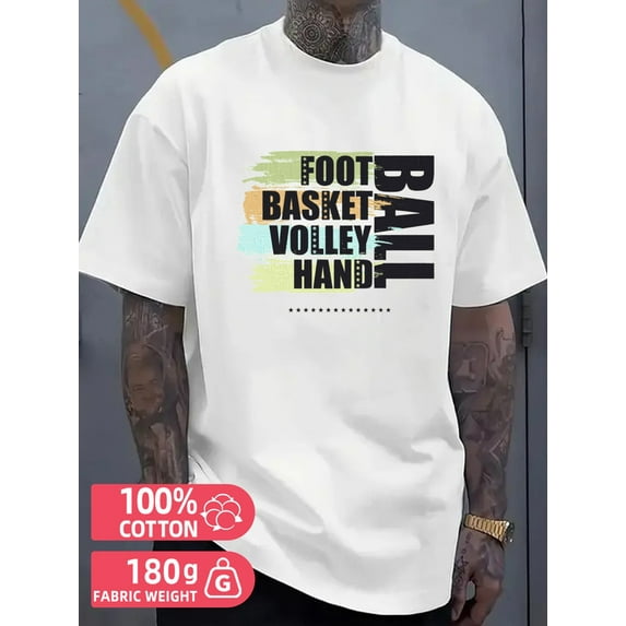 FootBasketVolleyBall men's white 180G 100% Cotton Cool shirts,Funny ...