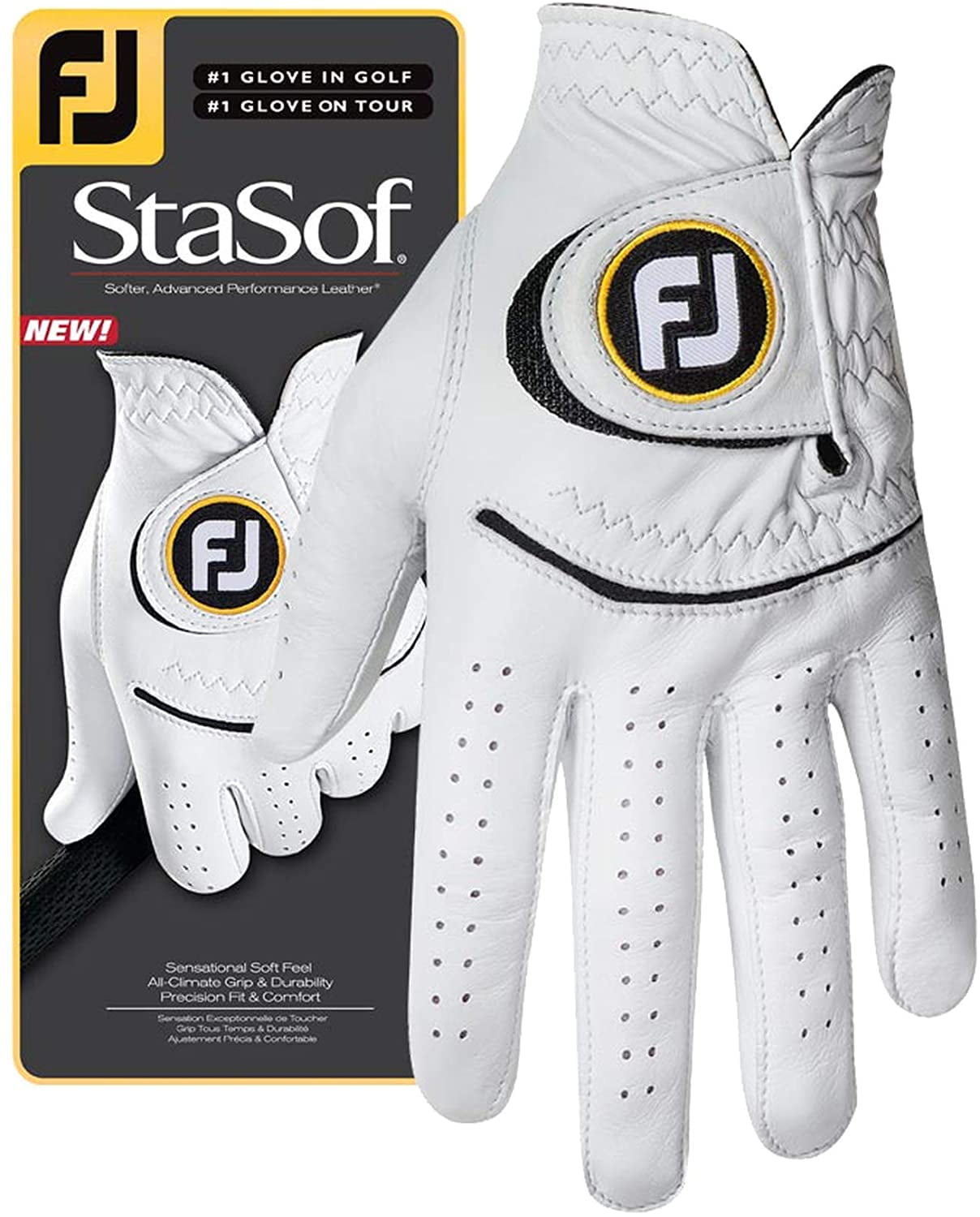 FootJoy Men's StaSof Golf Glove White Cadet Large, Worn on Left Hand ...