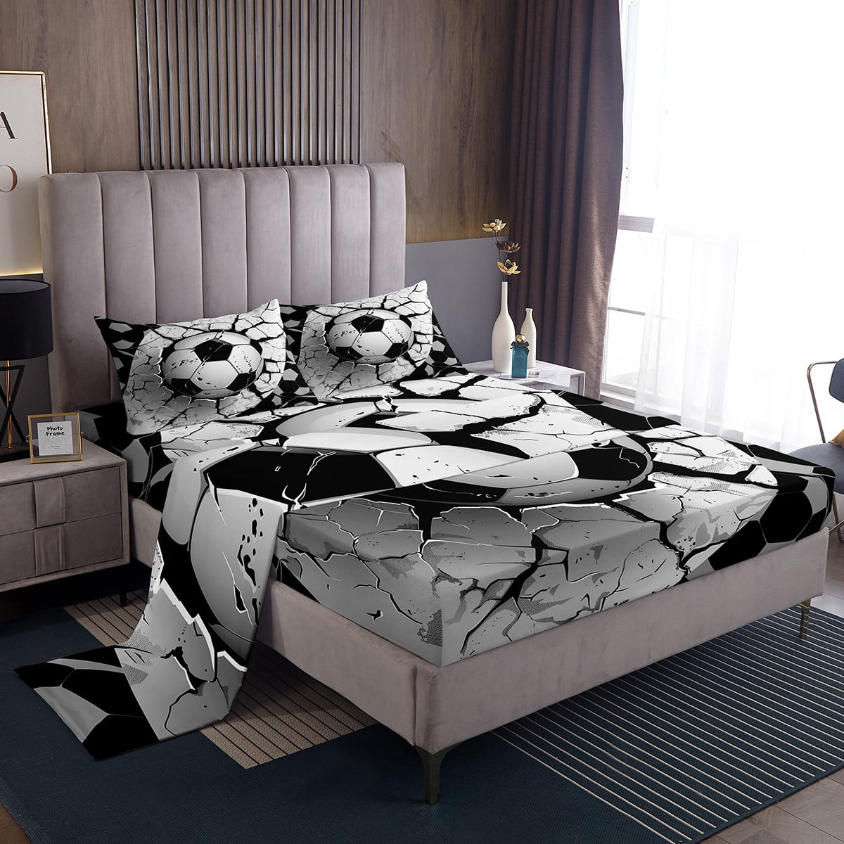 Footaball Queen Bed Sheets Sports Sheets Teen Football Game Themed ...