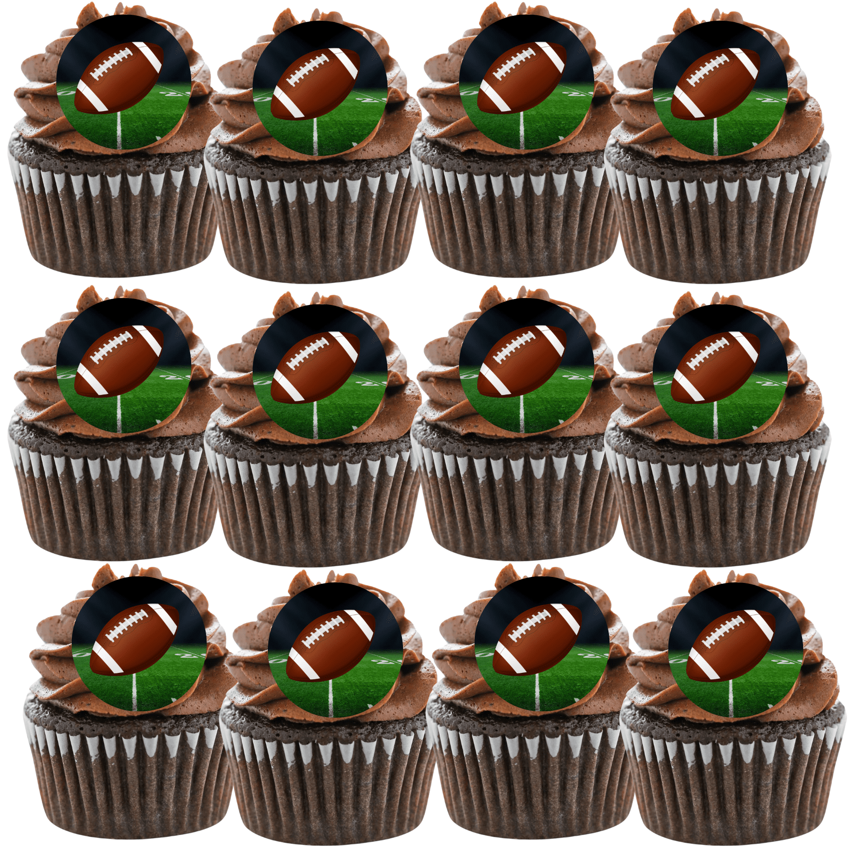 Football 12 - 2 inch Edible Frosting Photos Cookie Cupcake Decoration ...