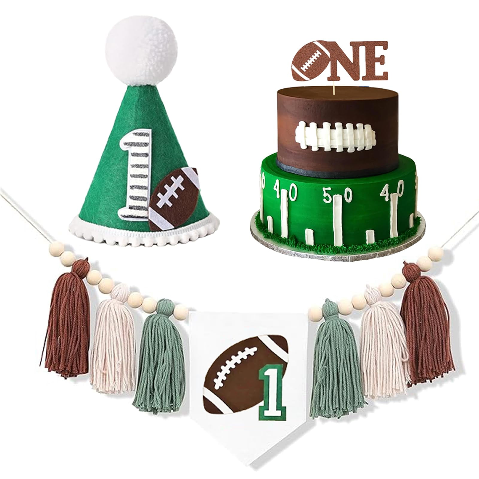 Football 1st Birthday AJH3 High Chair Banner Decorations for Boy Girl ...