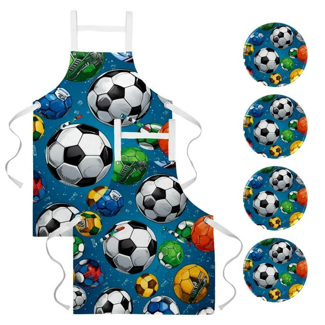 Football 2 Pack Waterproof Kitchen Apron with Pockets, Button, and ...