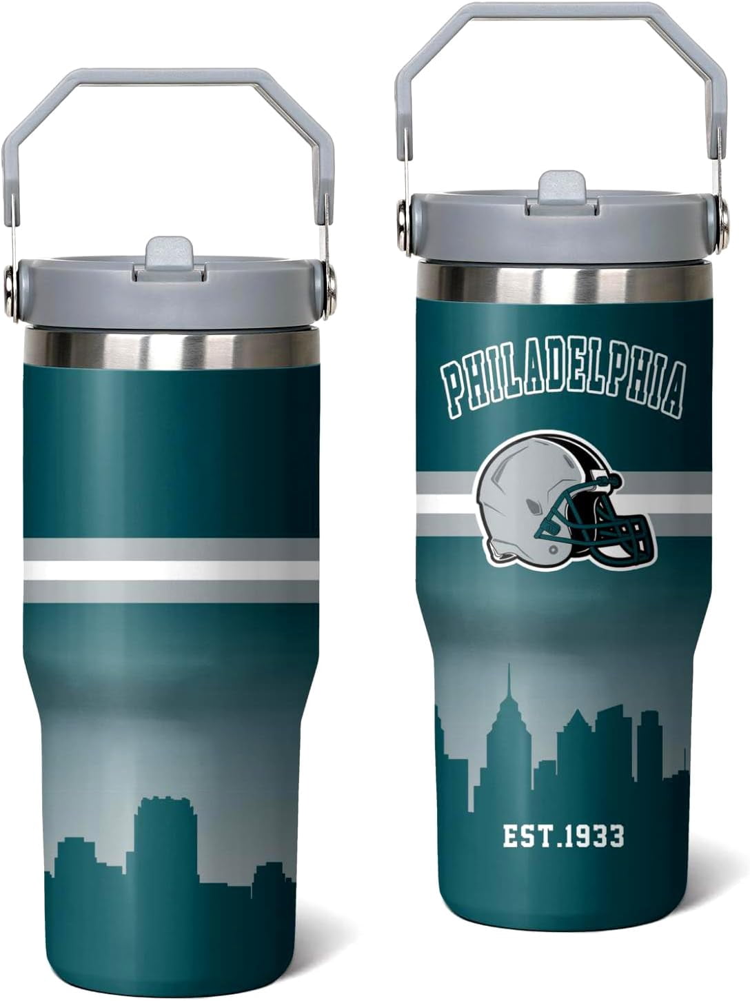 Football 30 Oz Philadelphia Tumbler with Handle and Straw for Football ...