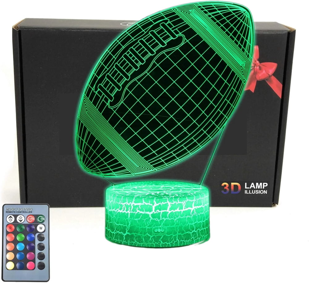 Football 3D Illusion Lamp Night Light Football Gifts for Men with 16 ...