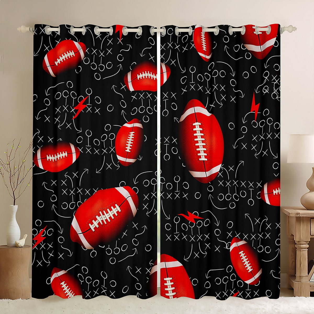 Football 42"x63" Set of 2 Panels Window Curtains & Drapes Sports ...