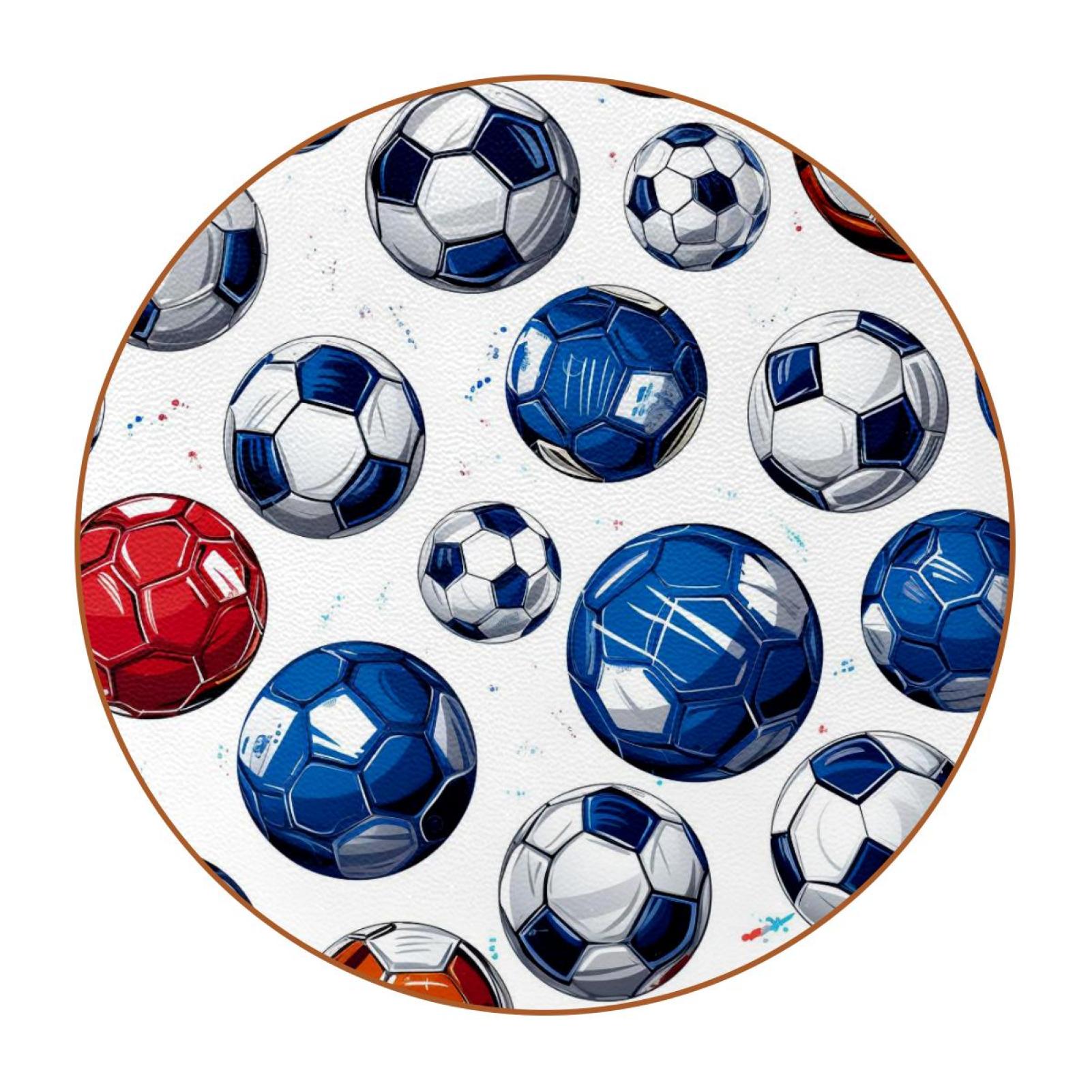 Football 6PCS Round Coasters Set, Microfiber Leather Drink Coasters ...