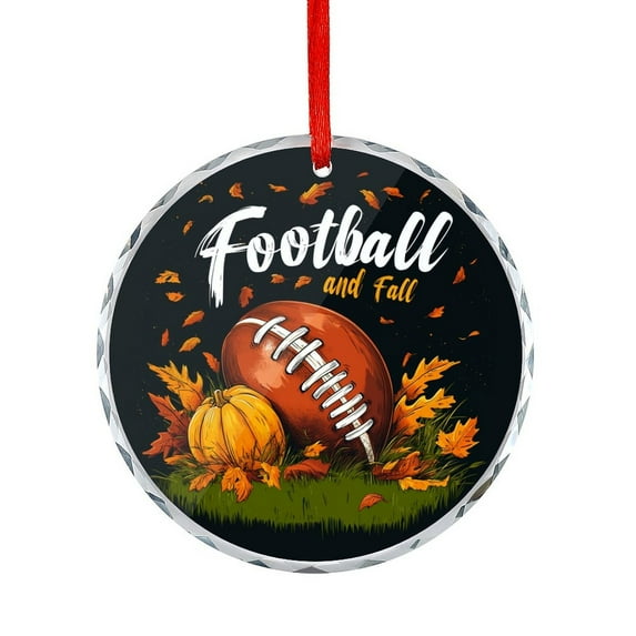 Football And Fall Crystal Glass Christmas Ornament Hanging Ornaments ...