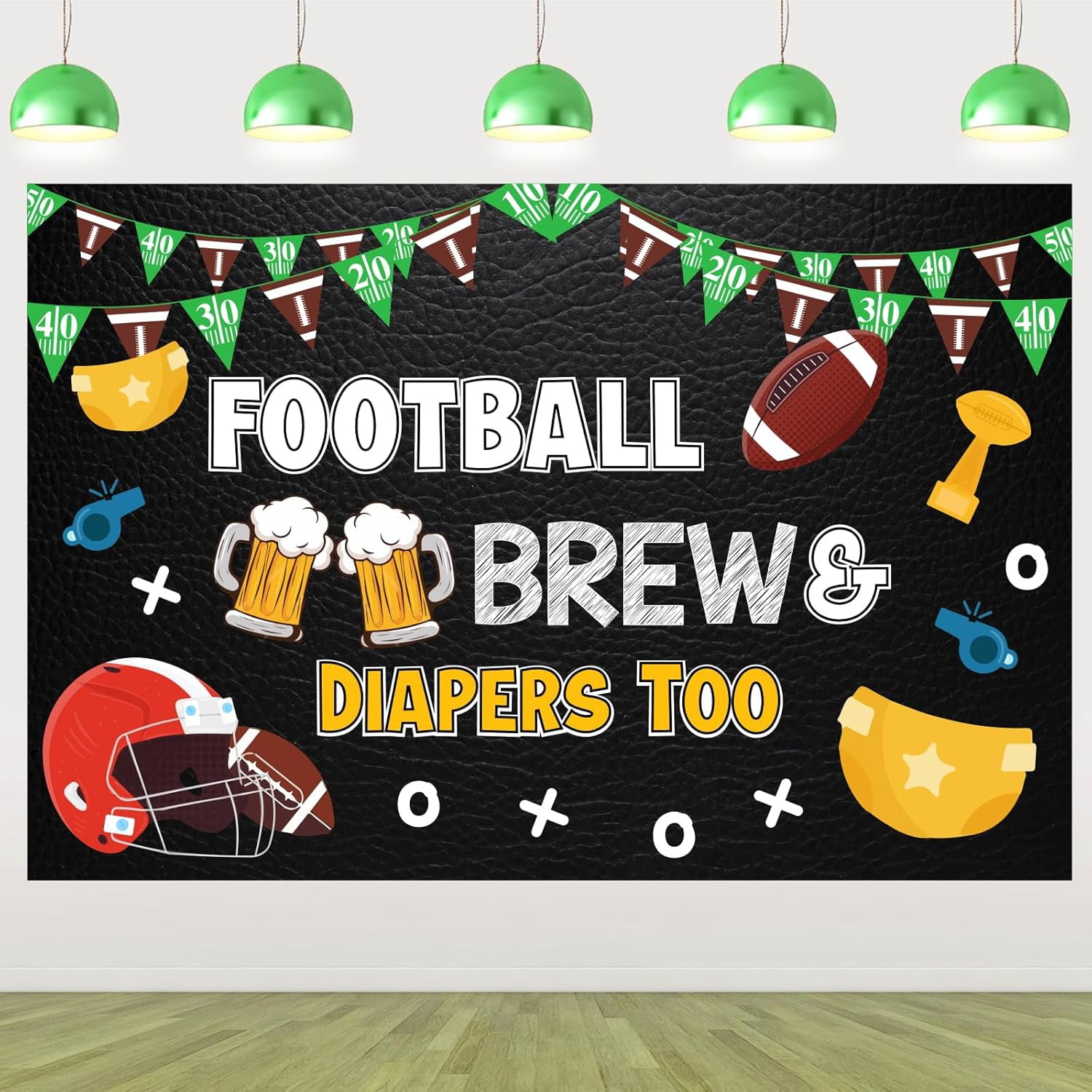 Football Baby Shower Backdrop Decor Football Brew Too Banner Rugby ...