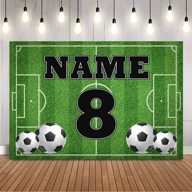 Football Backdrop Customize Name Golden Trophy Photo Booth Background ...