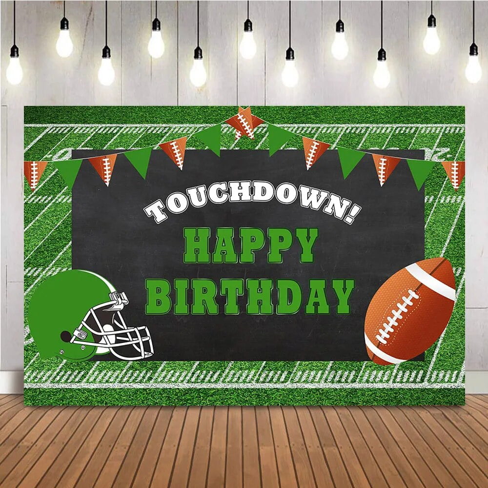 Football Backdrop Customize Name Golden Trophy Photo Booth Background ...