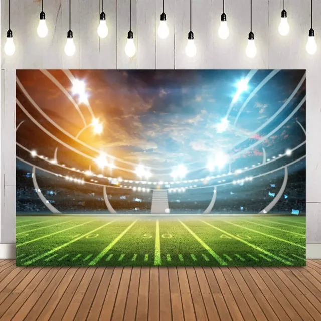 Football Backdrop Customize Name Golden Trophy Photo Booth Background ...