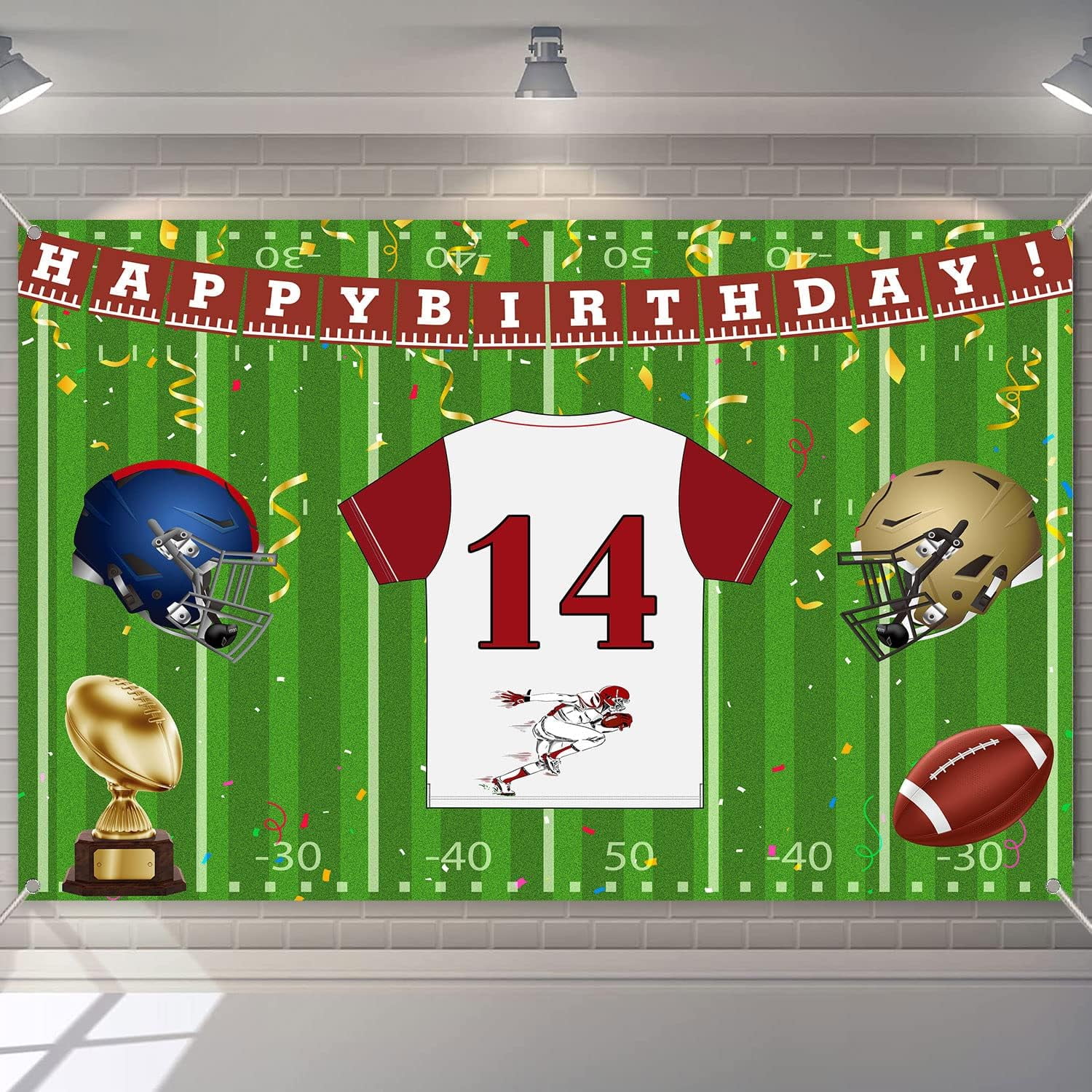 Football Backdrop Happy 14th Birthday Photography Background for ...