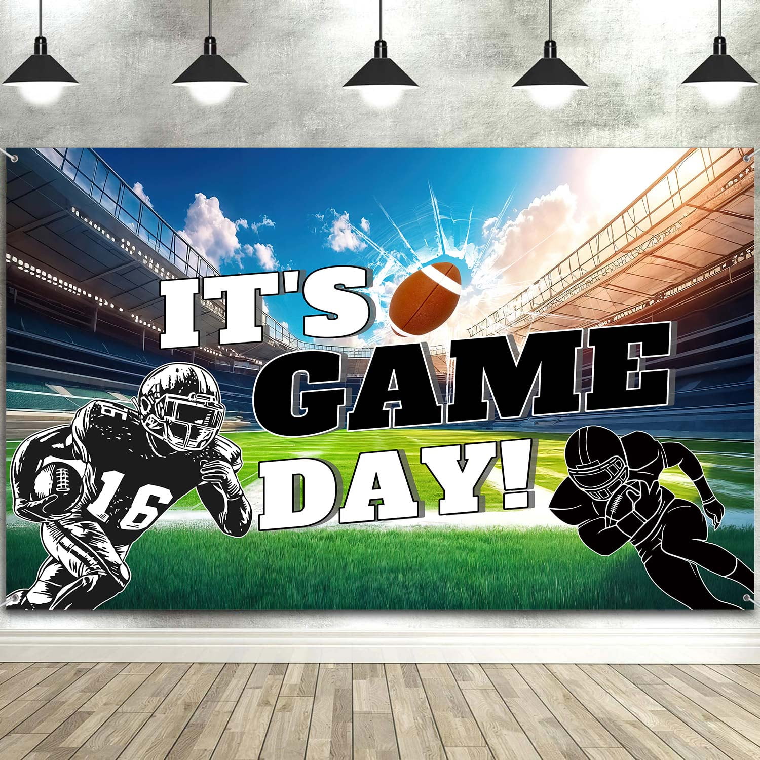 Football Backdrop,It's Game Day Party Sports Sign Banner,Birthday ...
