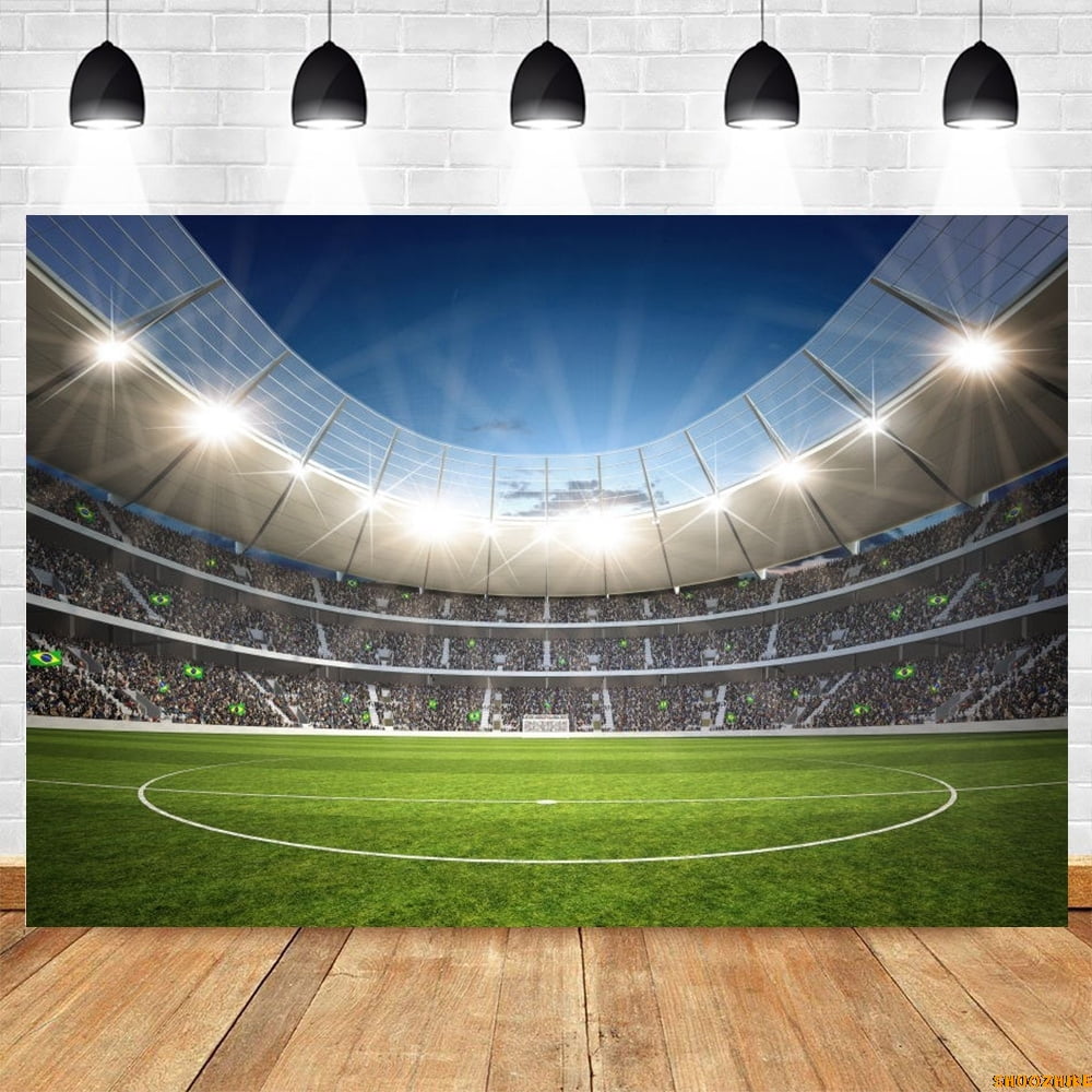 Football Backdrop Stadium Cup Soccer Field Boy Birthday Custom ...