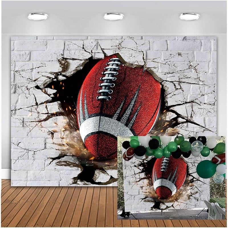 Football Backdrops Flame Football Background Broken Wall Sports Party ...