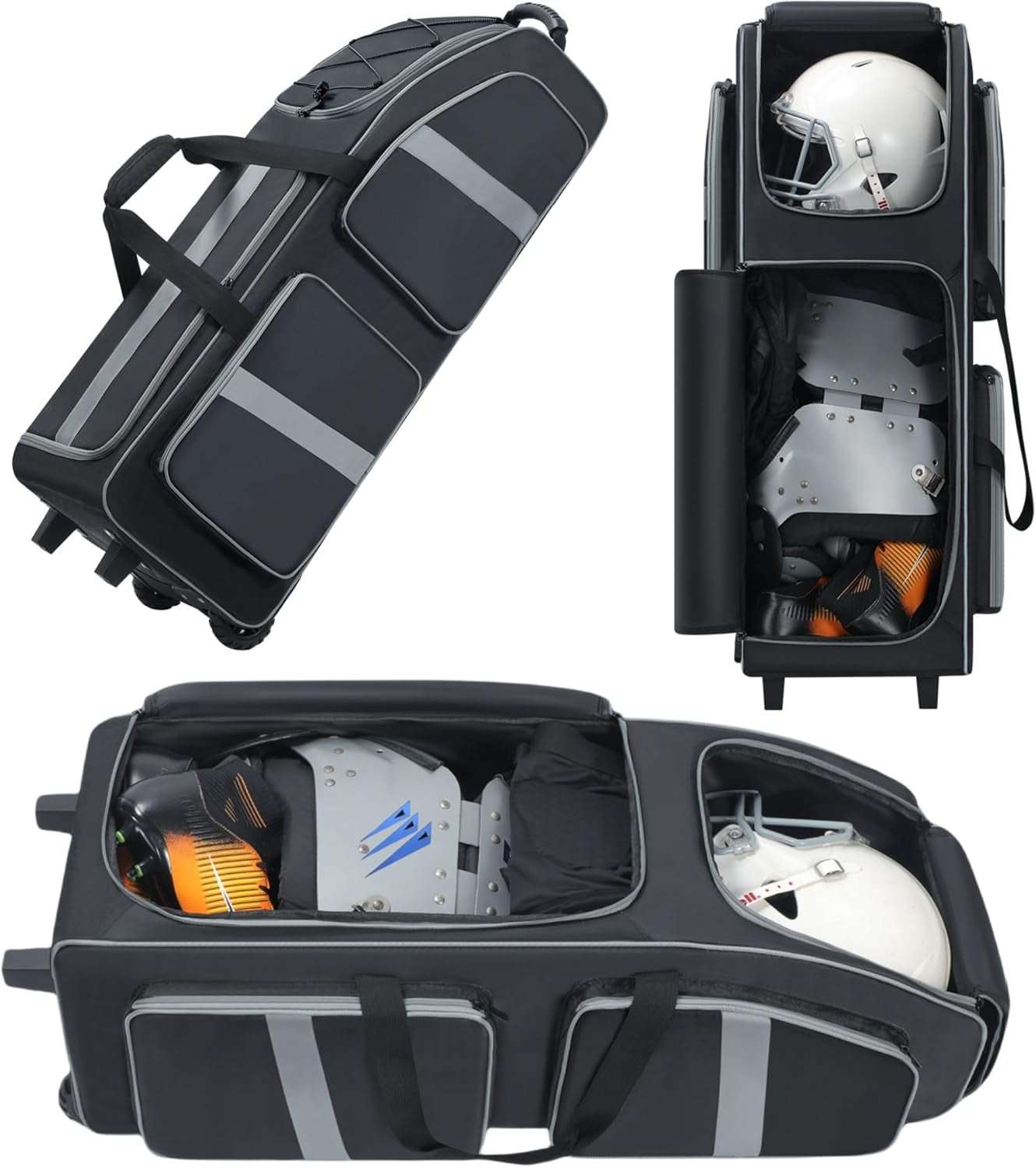 Football Bag With Wheels for Rugby Gear,Football Duffle Bag for Helmet ...