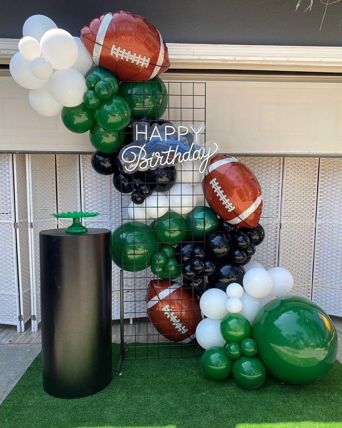 Football Balloon Garland Arch Kit with Sage Green and Black White ...