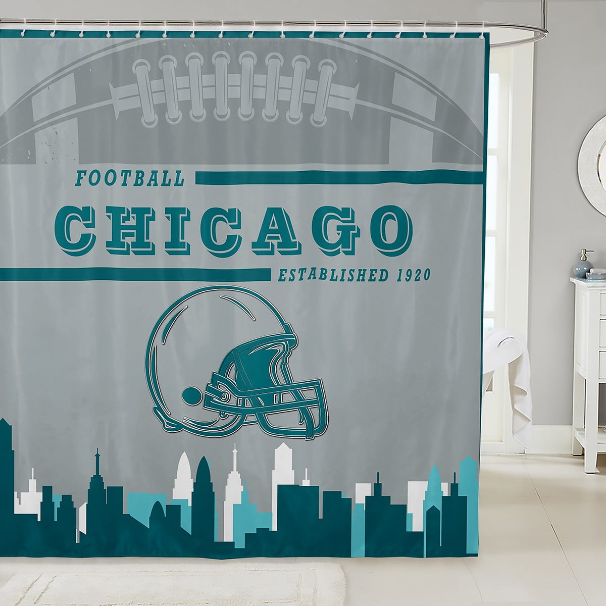 Football Bathroom Decor,American Football Fans Waterproof Curtain Rugby ...
