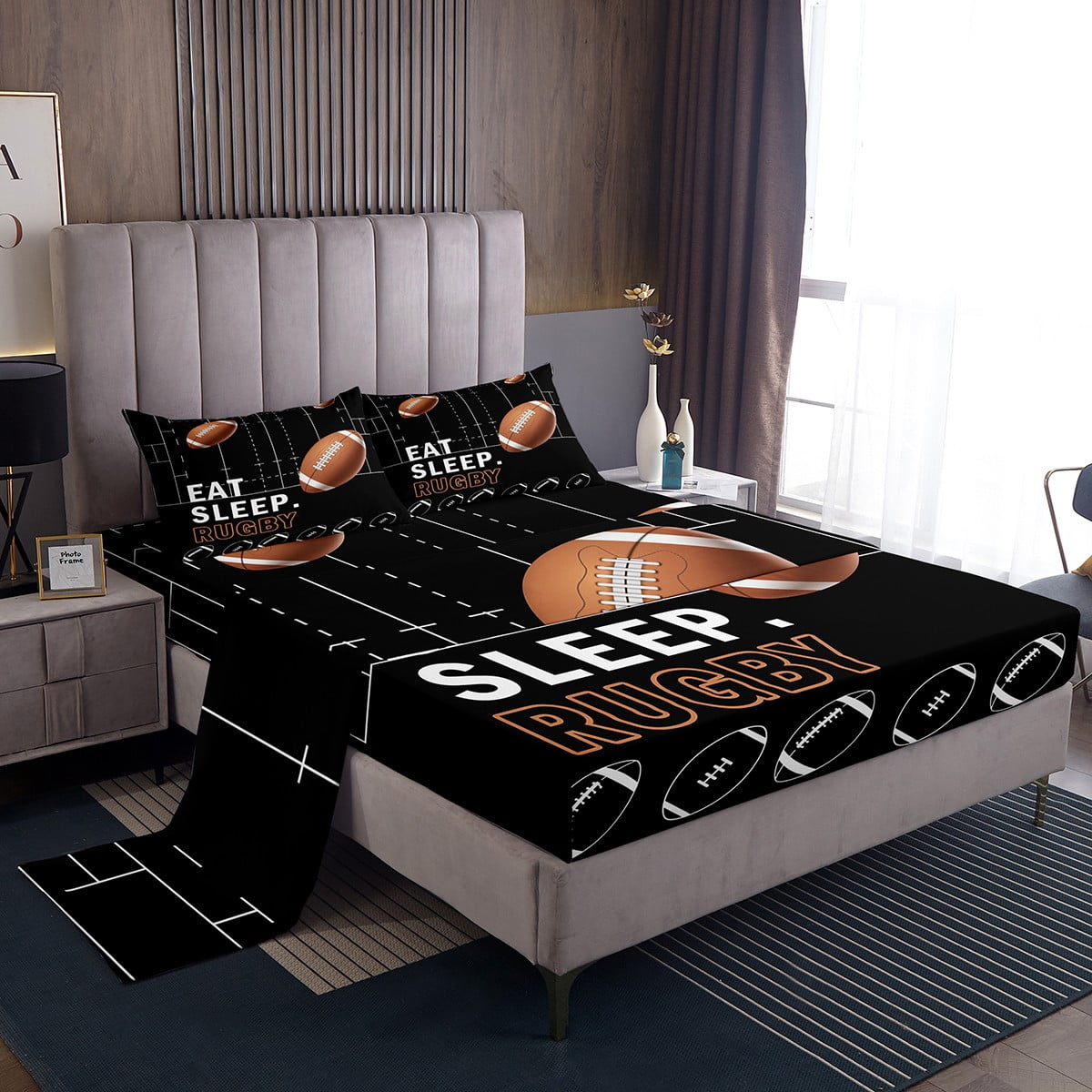 Football Bed Sheets Queen Size Sports Sheets American Football Ball ...