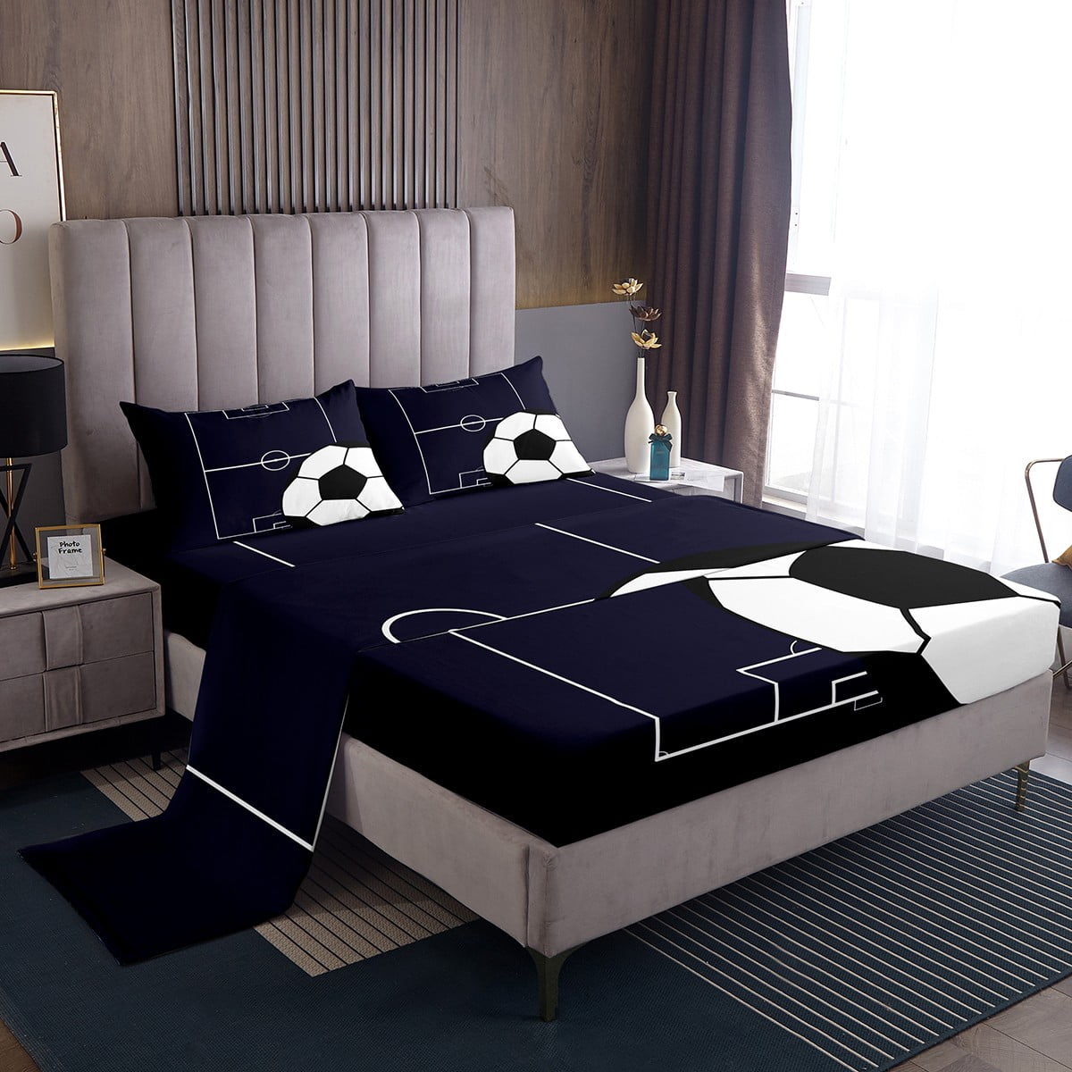 Football Bed Sheets Set Twin Size Soccer Bedding Set Teens,Sports Theme ...