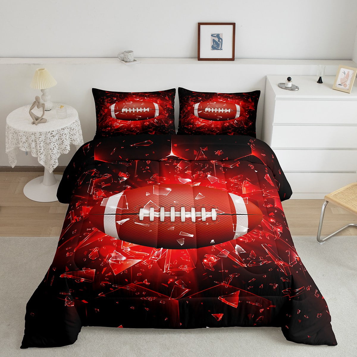 Football Bedding for Kids,3D America Football Print Bedding Comforter ...