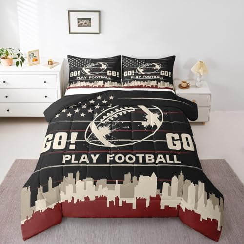Football Bedding Set Full Size American Flag Sports Comforter Set for ...