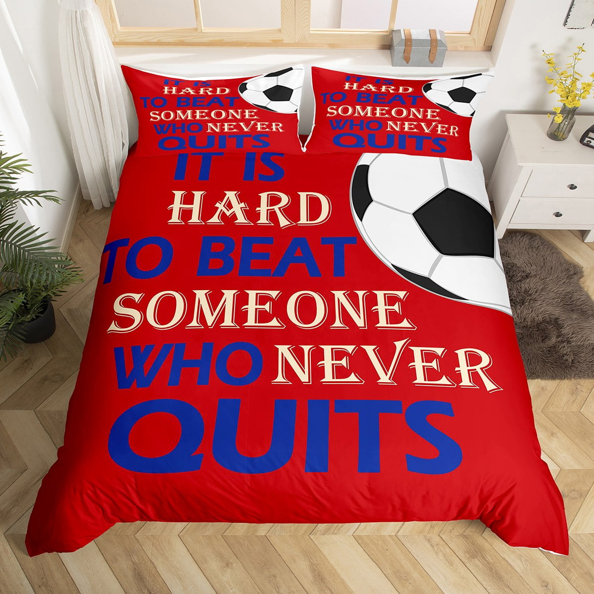 Football Bedding Set Inspirational Quotes Comforter Cover for Kids ...